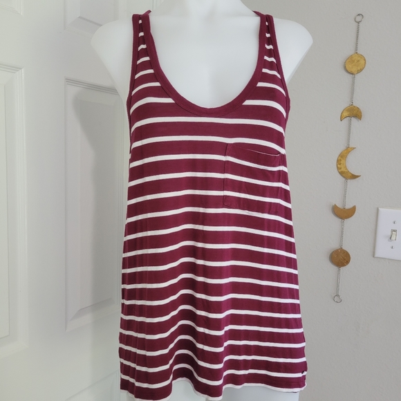 American Eagle Outfitters | Tops | Aeo American Eagle Soft Sexy Tank Deep Red With White Stripes ...